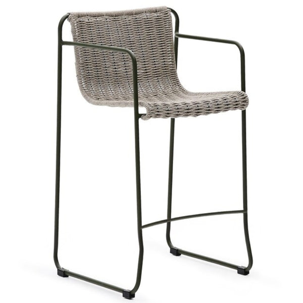 Dawson 65cm Rope Bar Stool in Green/Grey - Marc & Main