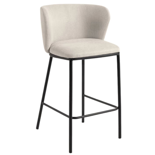 Harper 65cm Fabric Kitchen Bar Stool in Beige - Marc & Main