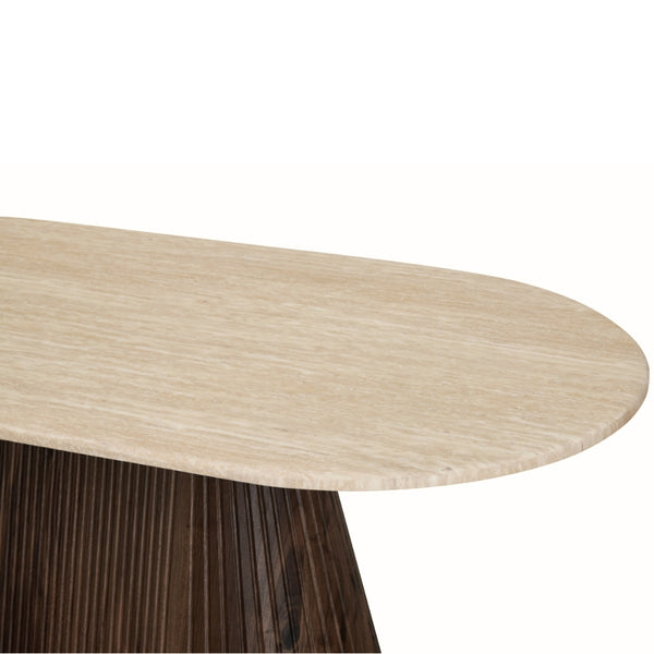 Theo 130cm Coffee Table in Dark Walnut/Travertine - Marc & Main