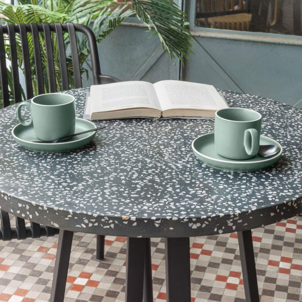 Bishop 70cm Terrazzo Dining Table in Black - Marc & Main