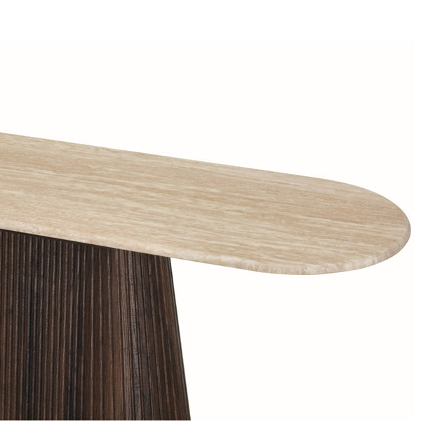 Theo 150cm Console Table in Dark Walnut/Travertine - Marc & Main