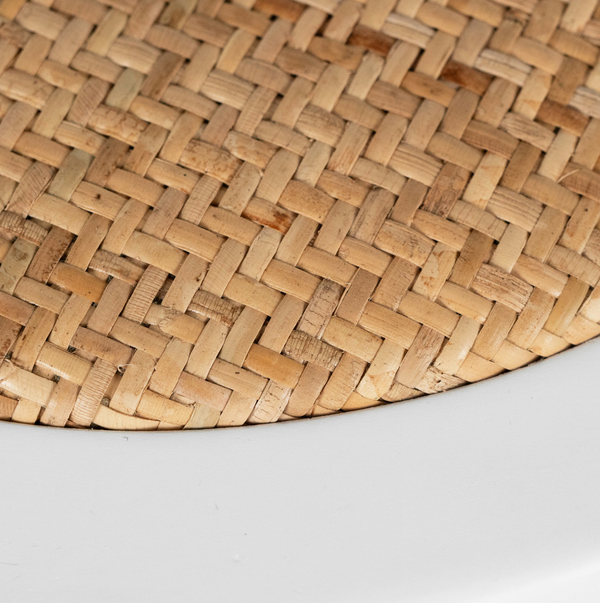 Dane Rattan Kitchen Bar Stool in White - Marc & Main