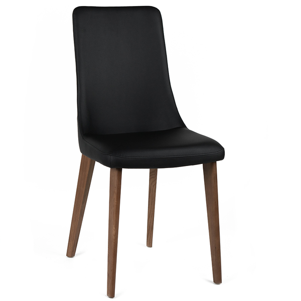 Ethan Leatherette Dining Chair in Walnut/Black - Marc & Main