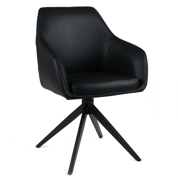 Harrison Leatherette Swivel Dining Chair in Black - Marc & Main