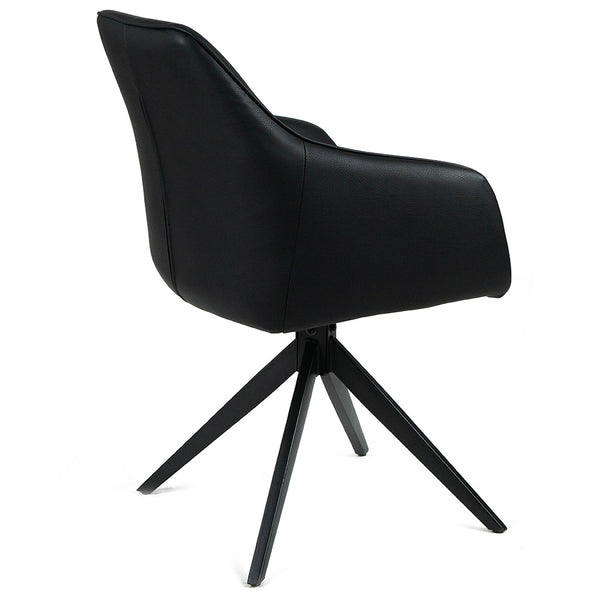 Harrison Leatherette Swivel Dining Chair in Black - Marc & Main