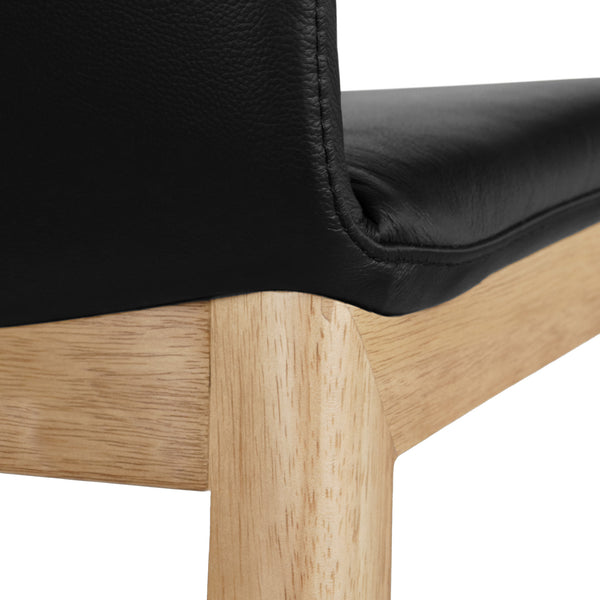 Selena Leather Dining Chair in Oak/Black - Marc & Main