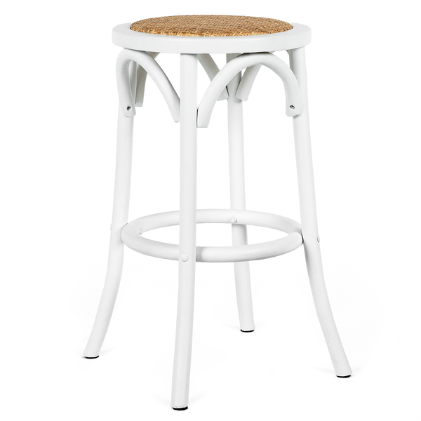 Dane Rattan Kitchen Bar Stool in White - Marc & Main