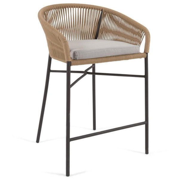 Jonas 65cm Rope Bar Stool in Beige - Marc & Main