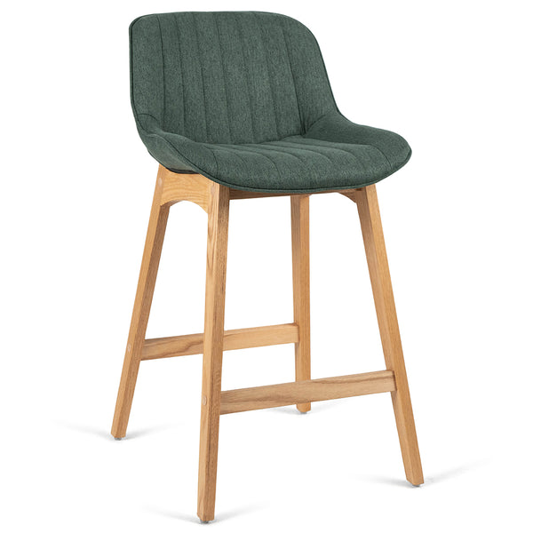 Devin Fabric Kitchen Bar Stool in Oak/Green - Marc & Main